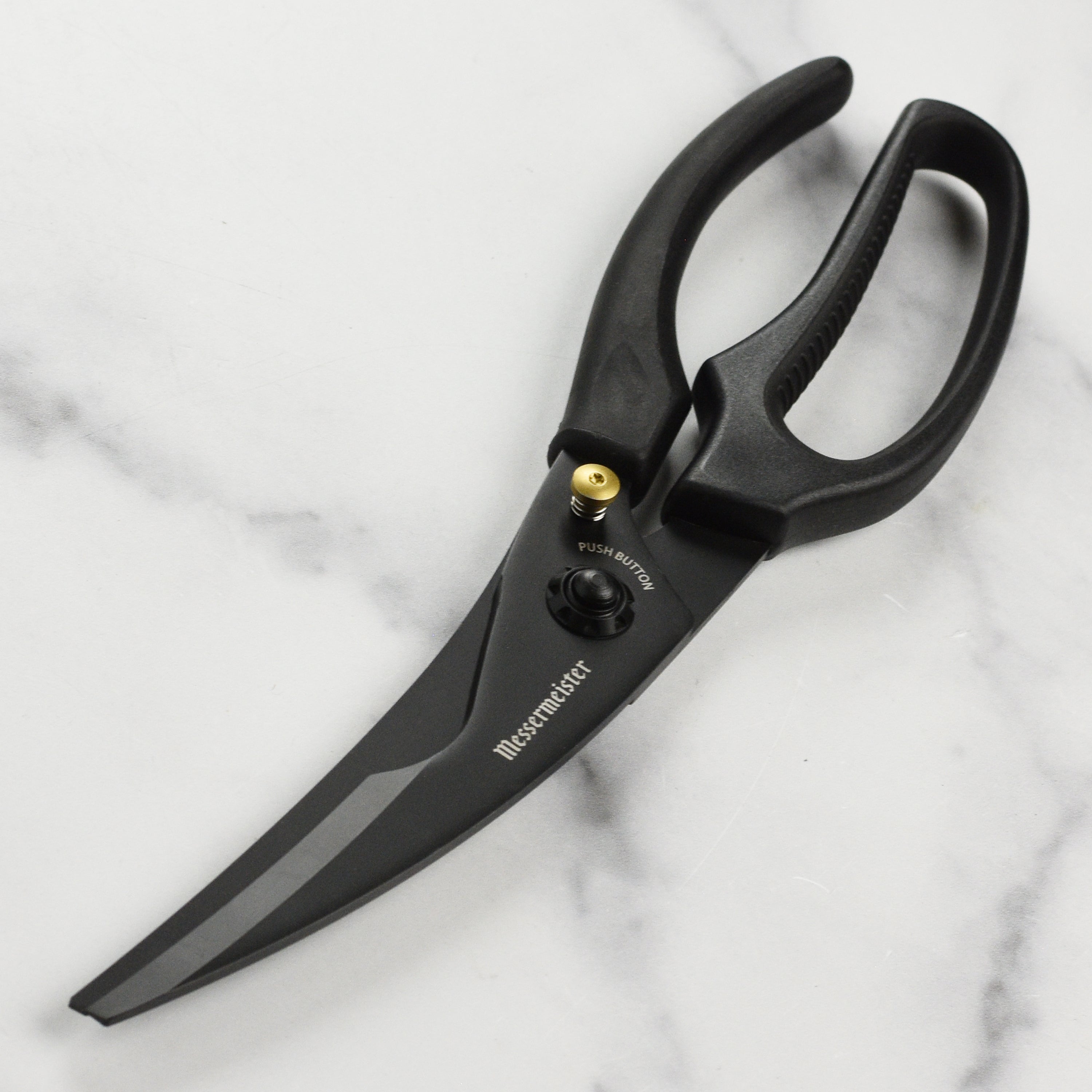 Messermeister Push Button Poultry Shears, Titanium Black, 10" Take ...
