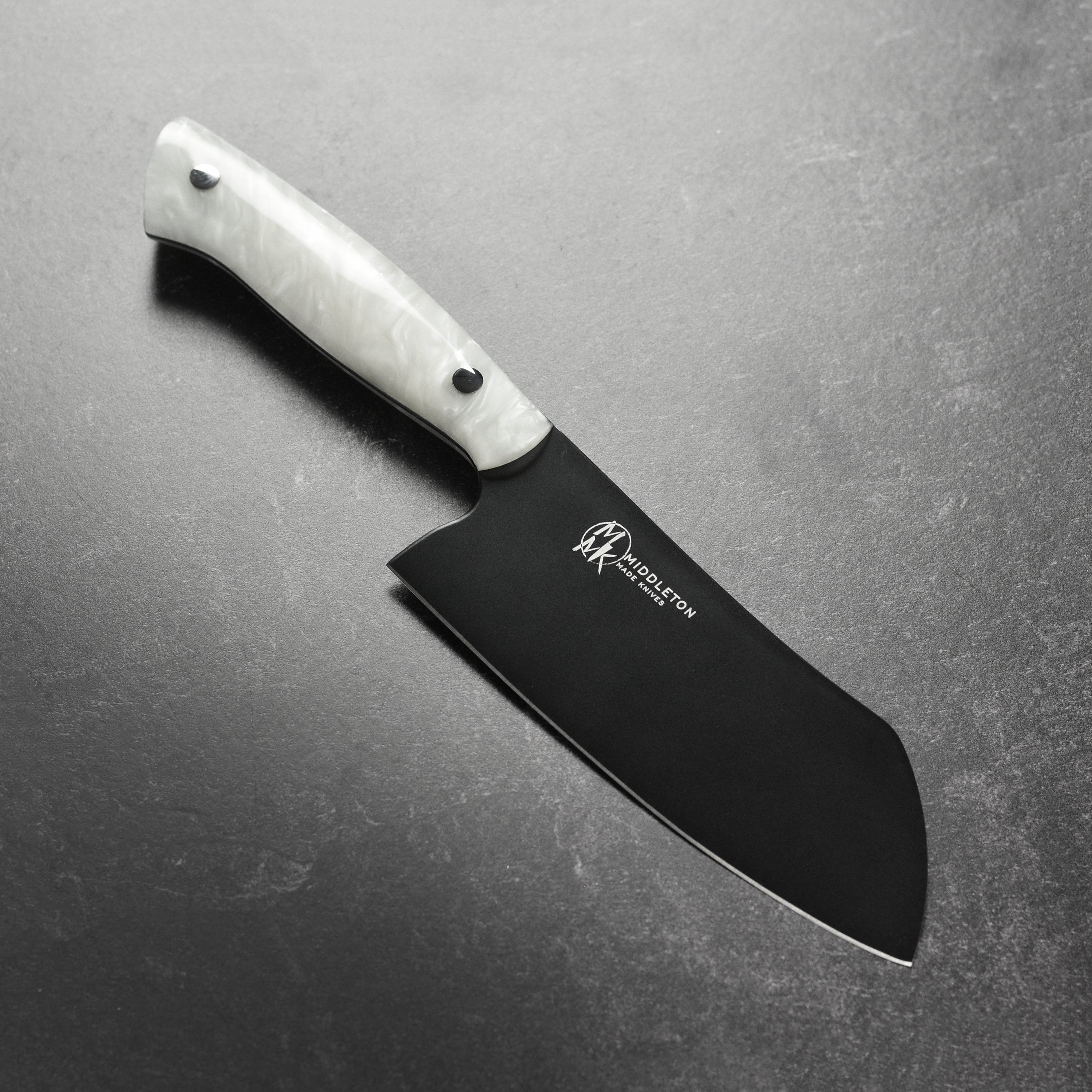 Middleton Made Knives Pearl Echo Santoku Knife, 6" AEB-L Black Cerakote ...
