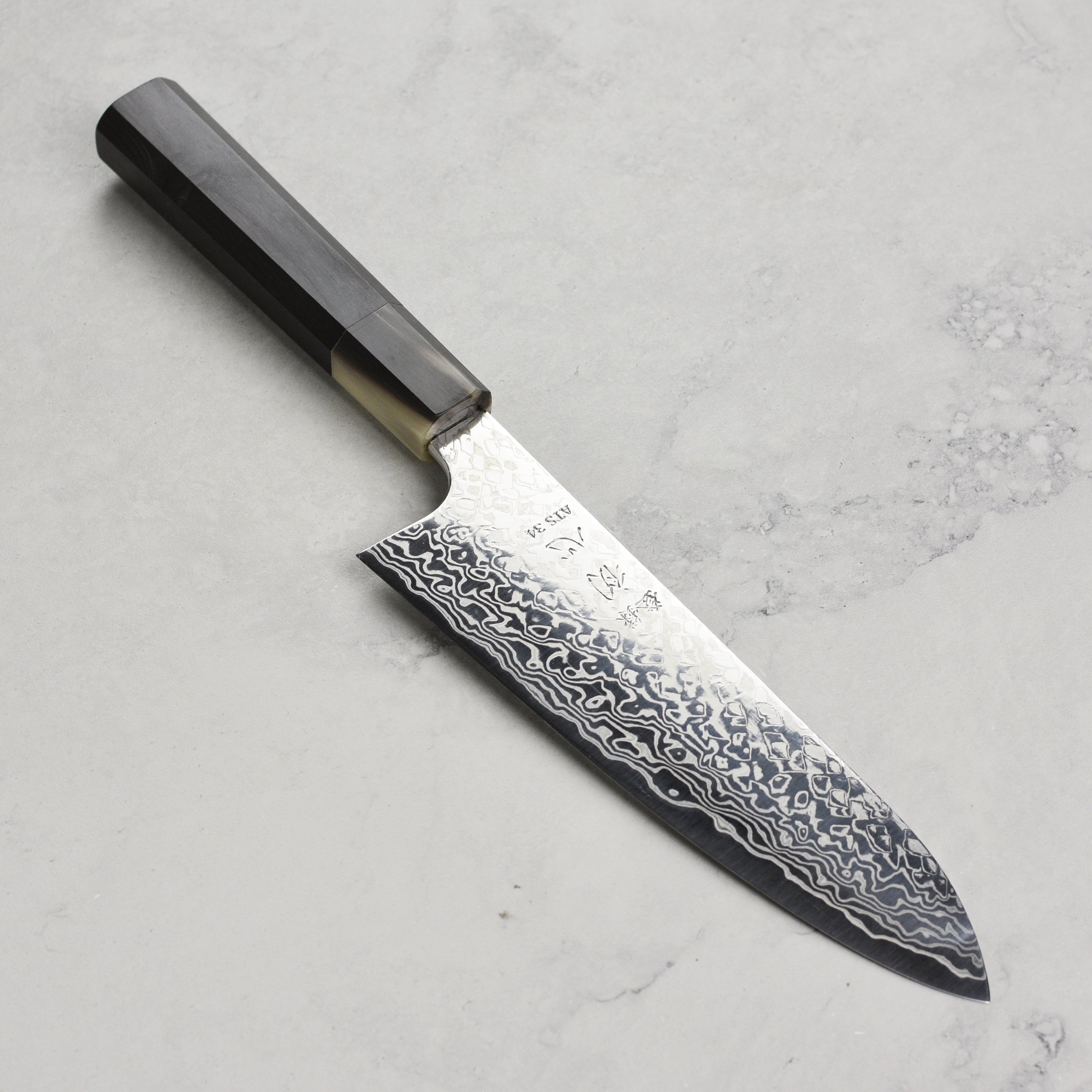 Hatsukokoro Ginga34 Damascus 7" Santoku Knife by Yoshihiro Yauji, ATS ...