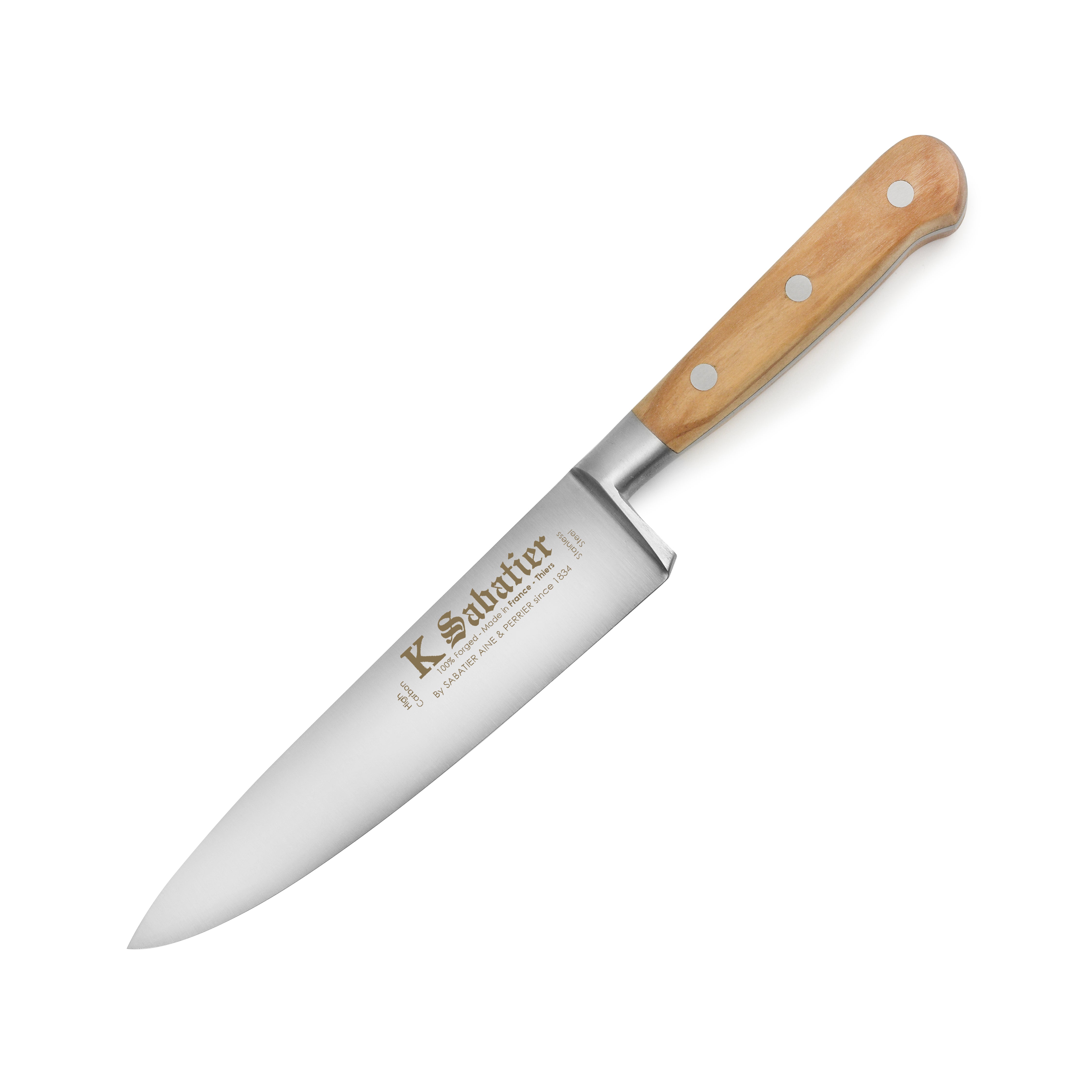 K Sabatier Olive Wood Chef's Knife - 6" Stainless Steel, Made in France ...